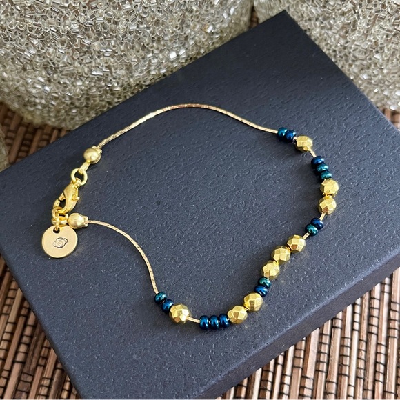 Jewelry | Third Eye Chakra Blue And Gold Dainty Bracelet | Poshmark